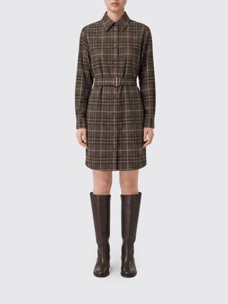 Burberry Mini-robe chemise en coton &agrave; motif check avec ceinture &agrave; la taille