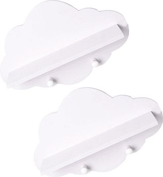 NUOBESTY 2 St&uuml;ck Wolken Wandregal mit Haken Schwebendes Aufbewahrungsregal f&uuml;r Bad K&uuml;che und Wohnzimmer Wandmontiert Platzsparend ohne Bohren