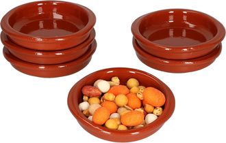 MamboCat Cazuela mit Griff 6er Set Schalen Bernd aus Ton glasiert Ø 10,5cm Größe XS 70ml Gefäß hitzebeständig I Auflaufform rund Keramik antik & mediterran I U