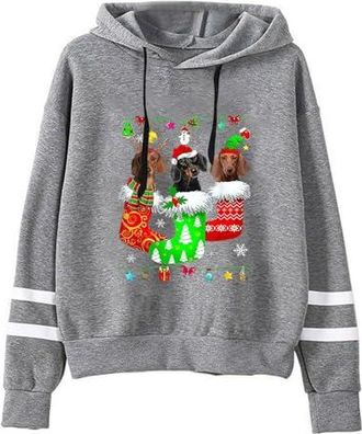 Generic Pull de No&euml;l d&eacute;contract&eacute; &agrave; manches longues pour femme, gris, XXL