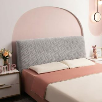 Generic Samtdicke Bettkopfteil Bezug Staubschutzh&uuml;lle f&uuml;r Twin Queen Full King Kopfteil Bezug zur Heimdekoration Hellgrau Volle L&auml;nge: 130 cm/51 Zoll