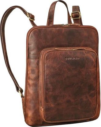 STILORD Marlow Sac a Dos Femme Cuir Vintage Sac à Dos Homme Ordinateur Portable 13,3 Pouces Sac Bandoulière Antivol Moyen Unisexe, Couleur:prestige - marron