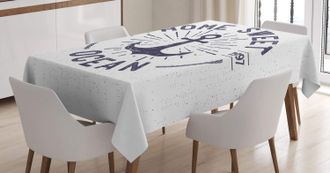 Abakuhaus Anker Tischdecke, Startseite Ozean Wörter, Druck mit Klaren Farben ohne Verblassen Waschbar für innen oder Außen Bereich, 140 x 170 cm, Marineblau und