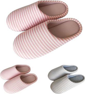 Generic Pantoufles grises et confortables en mousse &agrave; m&eacute;moire de forme pour homme et femme - Unisexe - Rayures - Pour int&eacute;rieur et ext&eacute;rieur - Ultra douces - 