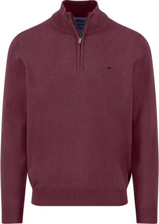 Fynch-Hatton Troyer aus Baumwolle mit Reißverschluss und Stehkragen deep Merlot / 3XL