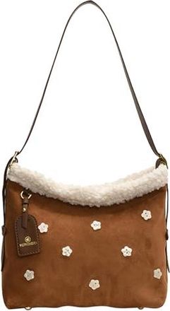 Generic Sac &agrave; bandouli&egrave;re en pour femmes, fourre-tout en polaire dagneau PU, sacs cadeaux de no&euml;l (marron)