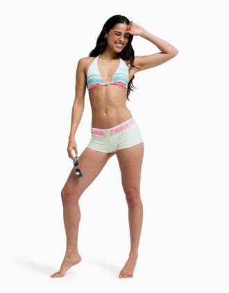 Roxy The Swell - Bas de bikini style shorty classique &agrave; carreaux &eacute;cossais - Cloud Dancer Swell-Blanc