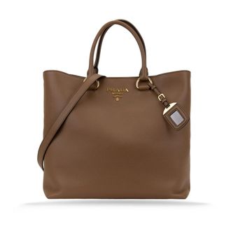 Prada Leder Damen Schultertasche Magnetverschluss - - Bags - Damen - Braun - ONE SIZE
