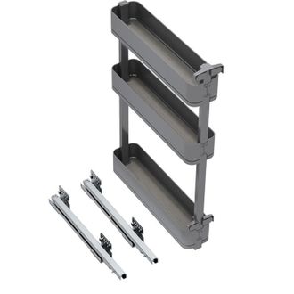 Emuca Emuca Flaschenregal seitlich ausziehbar Harmony mit Soft-Close, Modul Breite 150mm H&ouml;he 800mm, Stahl und Holz, Anthrazitgrau