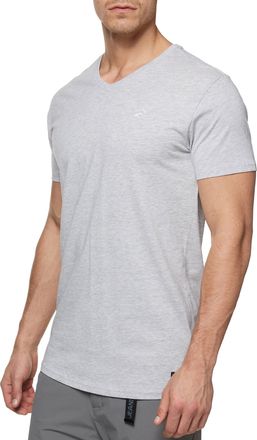 Indicode Herren INClever T-Shirt mit V-Ausschnitt aus 100% Baumwolle | Herrenshirt Sommershirt M&auml;nner Lt Grey Mix, XXL