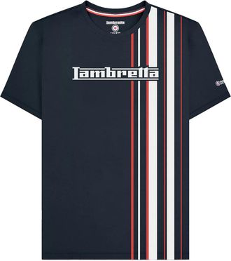 Lambretta Herren T-Shirt mit gestreiftem Logo und Rundhalsausschnitt, Marineblau, 58