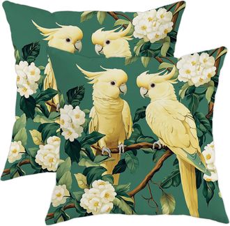 Generic Kissenbezüge mit gelbem Kakadu, tropischer grüner Papageienmuster, dekorative Heimdekoration, Couch, Sofa, Bett, Akzente für Frühling, Wohnzimmer, 35,