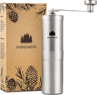 Groenenberg Kaffeemühle manuell I Hochwertiger Coffee Grinder Edelstahl I Espressomühle mit stufenlos einstellbarem Kegelmahlwerk I Kaffeemühle hand