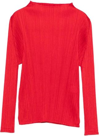 Issey Miyake Femme, Tops, Rouge, Taille: 46 FR Pleats Shirt