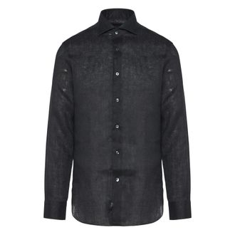 Barba Homme, Chemises, Noir, Taille: 4XL Chemise en lin