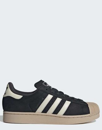 adidas Originals Superstar II baskets noires et blanches avec semelle beige