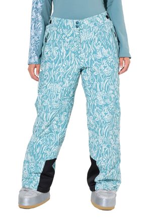 Ulla Popken Damen große Größen Übergrößen Plus Size Skihose, wasserdicht, Klettriegel, Formknie, recycelt eisgrün 60 832589720-60