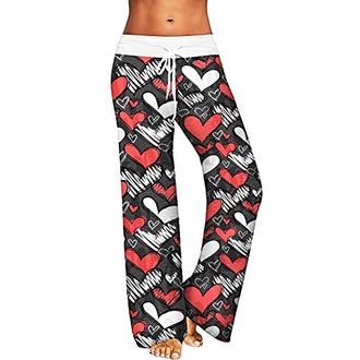 Generic Pantalon de Saint-Valentin 2026 pour femme, imprim&eacute; imprim&eacute; avec cordon de serrage &agrave; la taille, jambe large, gris, XXL