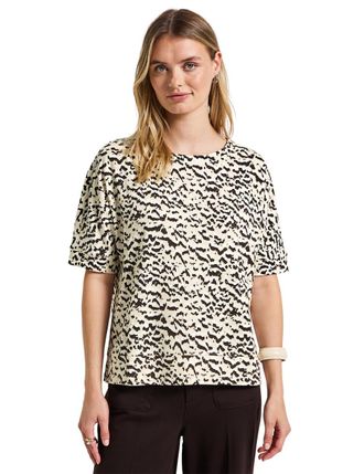 Street One Damen 3227581 Gemustertes Batwing Shirt, Morning beige, 42