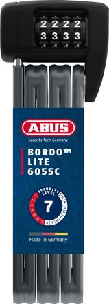 ABUS Faltschloss Bordo Lite 6055C SH - mit Halterung und Zahlencode - Extra-leichtes Zahlenschloss aus Spezialstahl - ABUS-Sicherheitslevel 7 - 85 cm - Sch