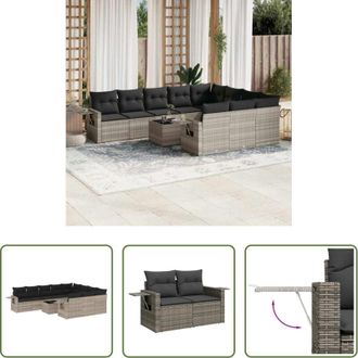 vidaXL Meubles ext&eacute;rieurs - Salon de jardin 11 pcs avec coussins gris clair r&eacute;sine tress&eacute;e