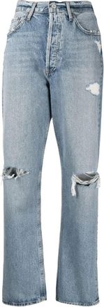 A Gold E Jean Coupe Droite Taille Mi-Haute Ann&eacute;es 90 - Femme - Jeans - Bleu - Taille: W27