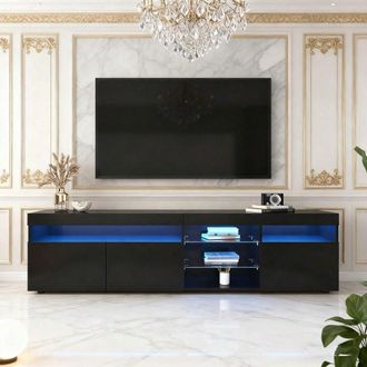 Generic TV-Schrank 180cm Schwarz,-M&ouml;bel mit LED-Beleuchtung, Moderner Mediaschrank, Schrank mit LED, Wohnzimmerschrank 180 cm, Board mit Beleuchtung, Schwarze