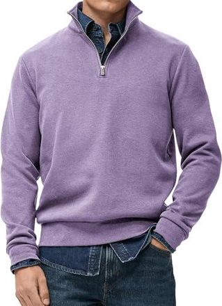 Generic Pull &agrave; col roul&eacute; pour homme - Sans capuche - Demi-fermeture &eacute;clair - Couleur unie - Pull d&eacute;contract&eacute; - Printemps - Automne - Manches longues - Col mon