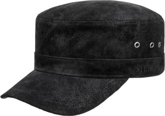 Stetson Casquette Raymore Pigskin Army Homme - dété en Cuir Boucle métal, avec visière Été Printemps-été - Taille Unique Noir