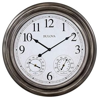 Bulova C4125 Block Island Wanduhr, antiker Silberton