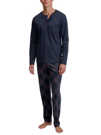 CALIDA Relax Comfy Pyjama, lang Herren, aus 100% Dicker Baumwolle, stoff&uuml;berzogener Gummibund, lockerer Schnitt