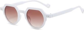Generic Lunettes de soleil à monture sourcillée pour femme - Style rétro - Vert écaille de tortue - Style punk - UV400, Blanc/marron, Taille unique