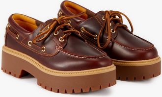 Timberland Chaussures bateau compens&eacute;es en cuir su&eacute;d&eacute;