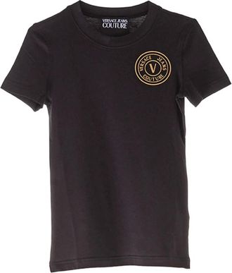 Versace Jeans Couture Femme, Tops, Noir, Taille: 42 FR V-Emblem T-shirt