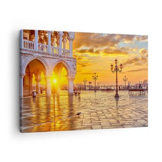 Arttor Bilder auf Leinwand Venedig Stadt Leinwandbild mit Rahmen 70x50cm Wandbilder Dekoration Wohnzimmer Schlafzimmer Küche Deko Klein Wanddeko Bild Wand Ku