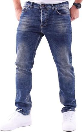 Reslad RS-2063 Jean pour homme coupe slim fit style basique stretch denim - Bleu - W33