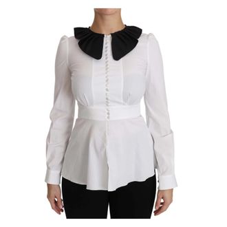 Dolce & Gabbana Wei&szlig;e Bluse mit Kragen und langen &Auml;rmeln - - Blouses & Shirts - Damen - Wei&szlig; - 2XS
