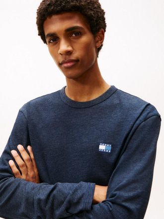 Tommy Jeans Langarmshirt TJM REG BADGE Jersey, Rundhals, meliert, regular fit