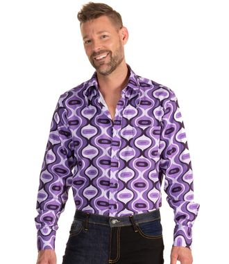 Comycom 70er Party Hemd Retro violett 3XL