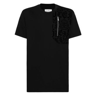 Philipp Plein Homme, Tops, Noir, Taille: 4XL T-shirt Col Rond SS