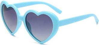 Generic Lunettes De Soleil Personnalis&eacute;es Coeur Mignon Femmes Photo Vacances Lunettes De Soleil(Blue)