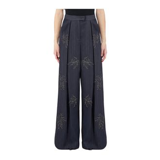 Liu Jo Pant.ts Ampio Ricamato - Femme - Pantalons - Gris - Taille: 38 FR