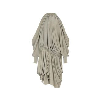 Balmain Femme, Robes, Vert, Taille: 40 FR Draped Silk Crepe Dress