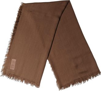 Dolce & Gabbana Silk Wool Cashmere Fringed Scarf - Brown