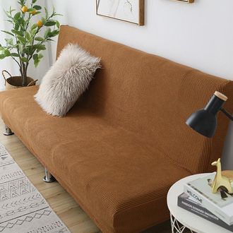 Generic Sofabezug Ohne Armlehnen Jacquard Plaid Einfarbig Stretch Antirutsch Sofa Schutz Schonbezug F&uuml;r Schlafsofa Bett Futonbezug Waschbar Schmutzabweisend(L