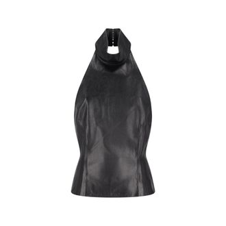 Magda Butrym Neckholder-Bluse aus Leder - - Tops - Damen - Schwarzk - S