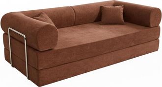 Oviala Canap&eacute; convertible 2 places en tissu coussins modulable 206 cm brique