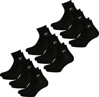 Fila Quarter Sneaker Socken 9 Paar Weiß Grau Schwarz Herren Damen Alltag Füssling Bunt F9303, Farbe:Schwarz, Socken Neu:39-42