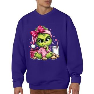 Generic Le Grinch Pull De Noel Homme Drole Vetement Noel Pulls col Rond Moche Christmas Femme zippé 2025 Famille Ugly Pyjama Deguisement Adulte Sweatshirts En
