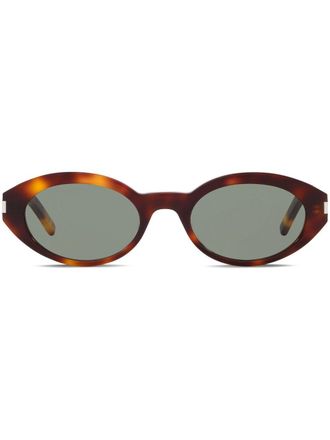 Saint Laurent Eyewear lunettes de soleil &agrave; monture ovale - Marron